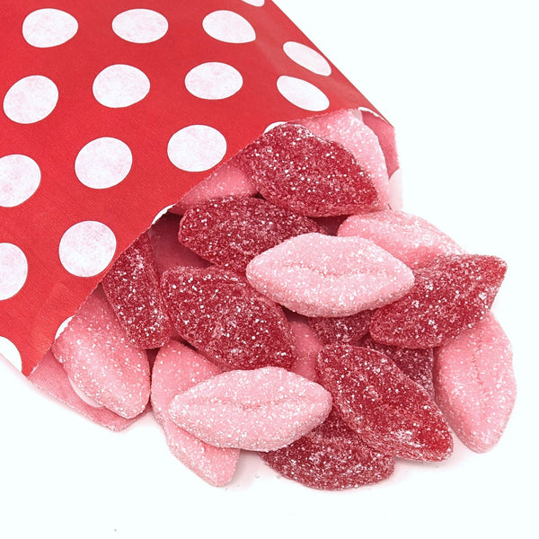 Vegetarian & Vegan Fizzy Lips - Strawberry & Cherry Flavour Sweets ...
