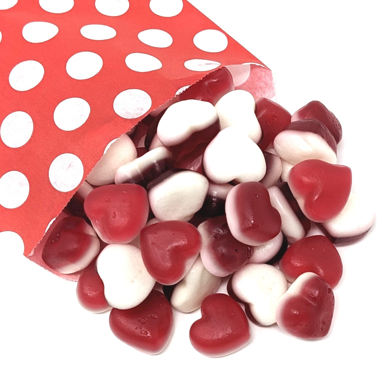 Gummy Hearts - Strawberry & Cream Flavour Gummy Red & White Sweets ...